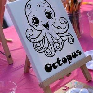 Cute Octopus SVG for Kids, Doodle Sea Animals PNG, Octopus Coloring ...