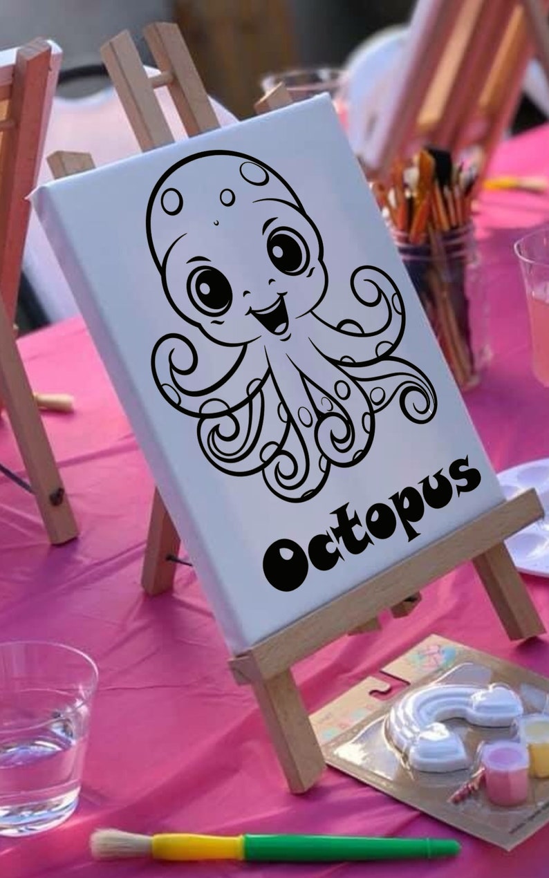 Cute Octopus SVG for Kids, Doodle Sea Animals PNG, Octopus Coloring ...