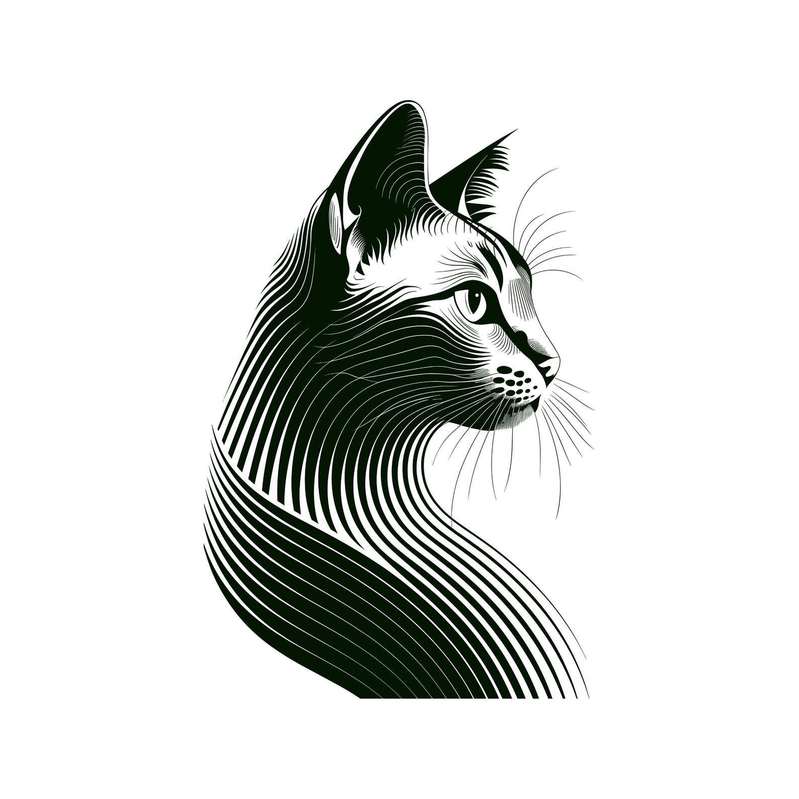 Elegant Cat Line Art SVG Majestic Feline Silhouette Design Artistic Cat ...
