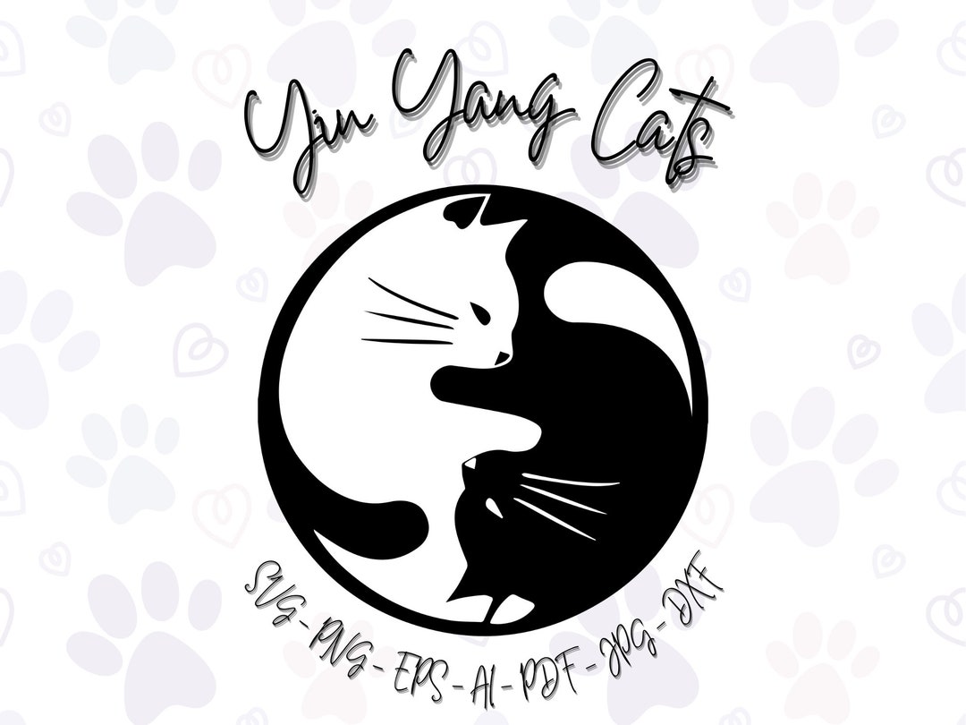 Yin Yang Cats SVG, Yin Yang Animal SVG, Kitten SVG, Chinese Cat Design ...