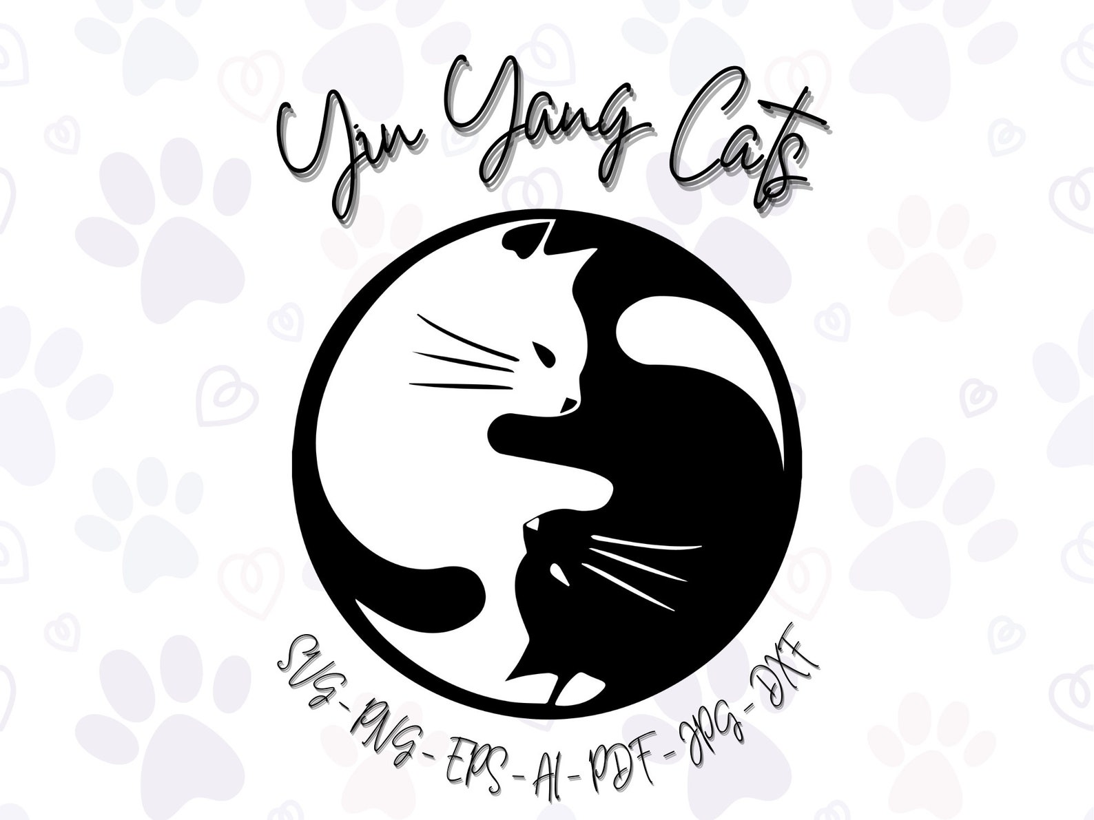 Yin Yang Cats SVG, Yin Yang Animal SVG, Kitten SVG, Chinese Cat Design ...