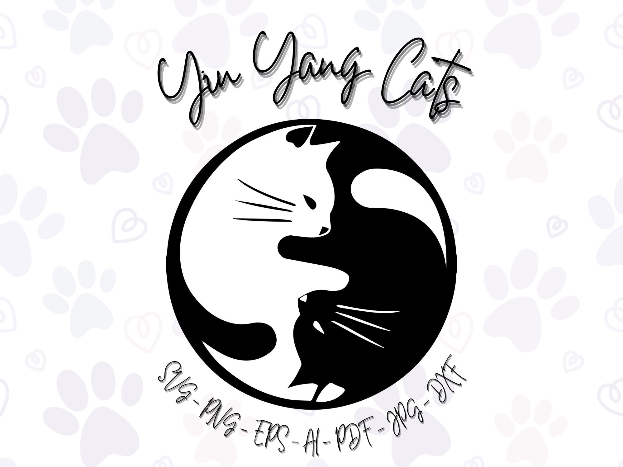 Yin Yang Cats SVG, Yin Yang Animal SVG, Kitten SVG, Chinese Cat Design ...
