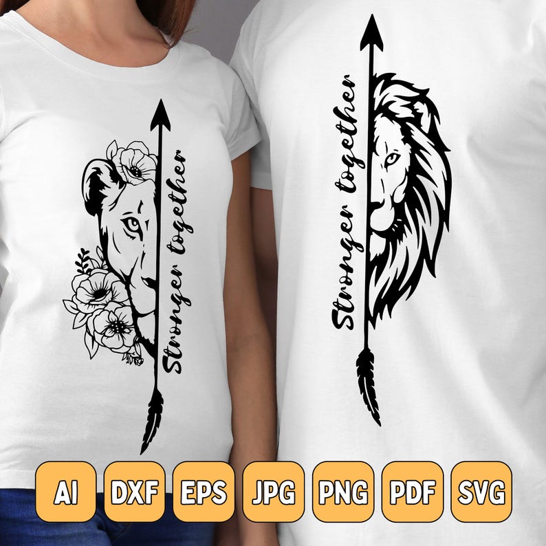 Lion and Lioness SVG: Stronger Together Couples Design (digital File ...