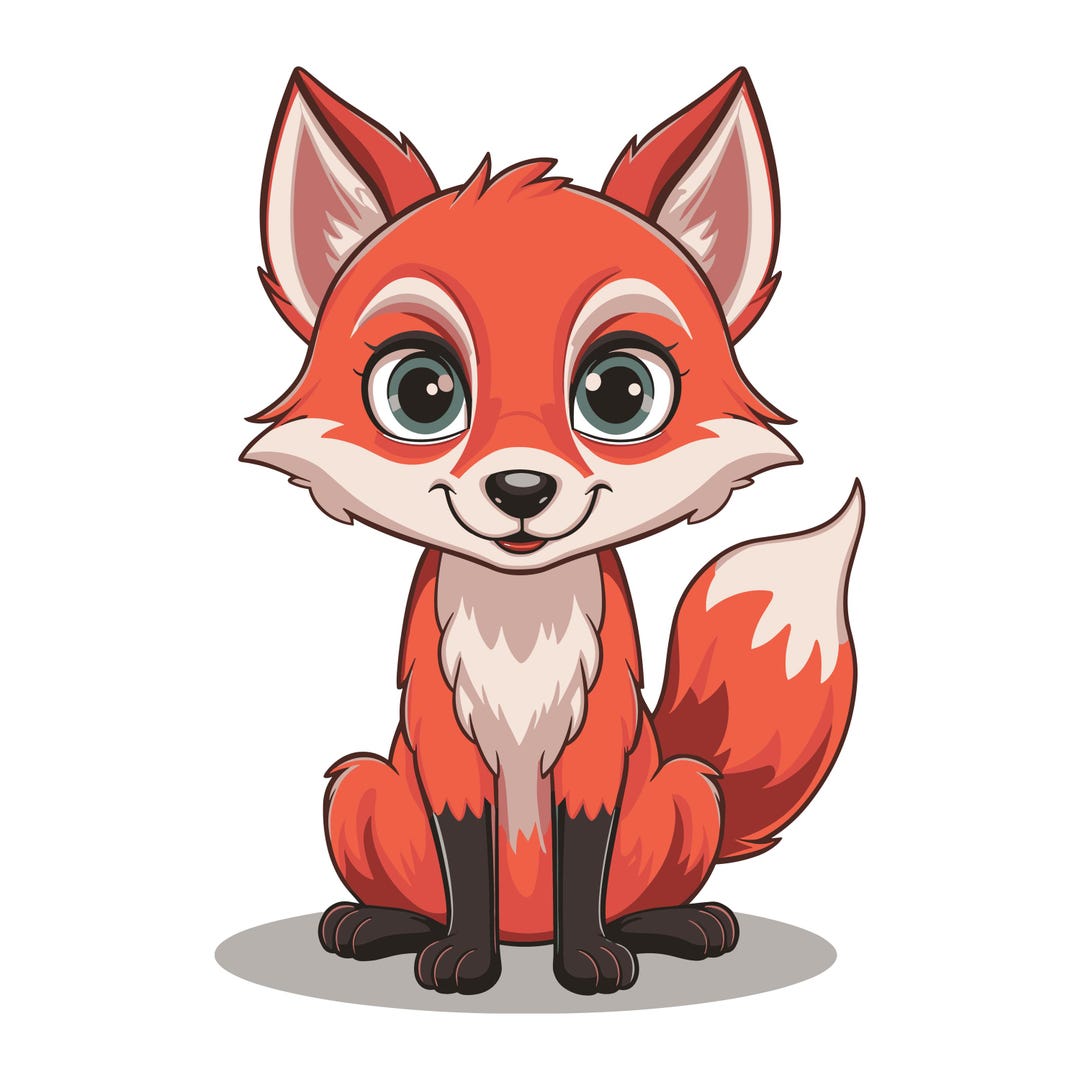 Adorable Fox Clipart Cute Woodland Animal Illustration Cartoon Fox ...
