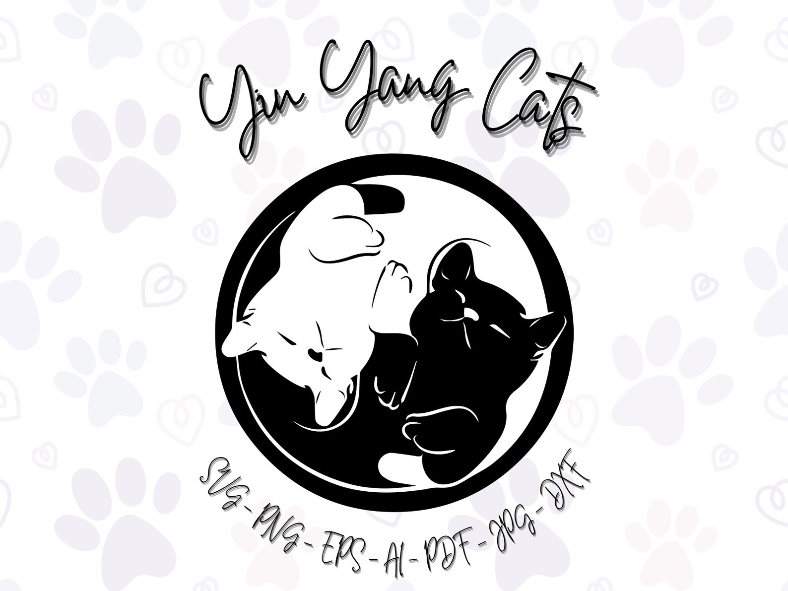 Yin Yang Cats SVG, Yin Yang Animal SVG, Kitten SVG, Chinese Cat Design ...