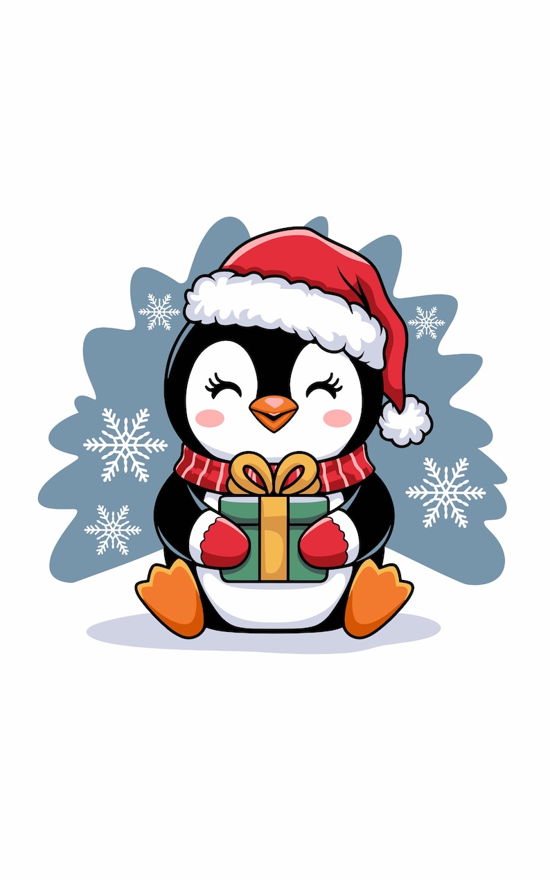 Christmas Penguin SVG Cute Holiday Penguin SVG Winter Penguin Clipart ...