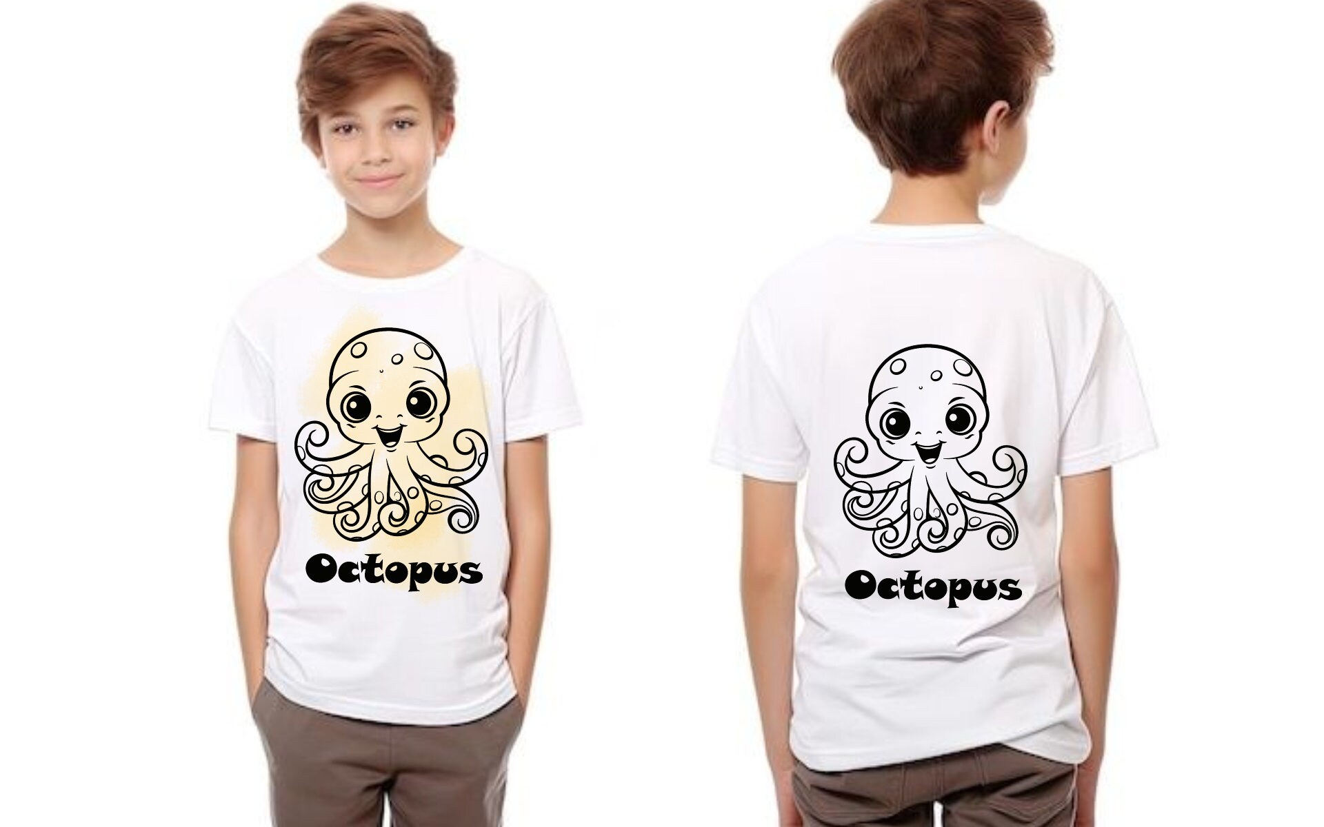 Cute Octopus SVG for Kids, Doodle Sea Animals PNG, Octopus Coloring ...