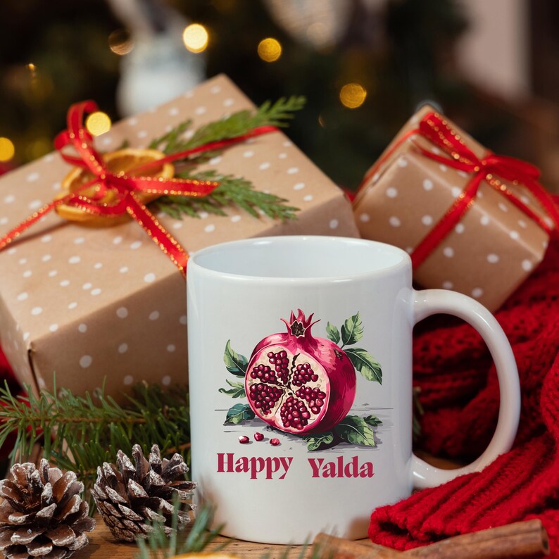 Happy Yalda Design, Pomegranate & Watermelon Clipart, Persian Winter ...