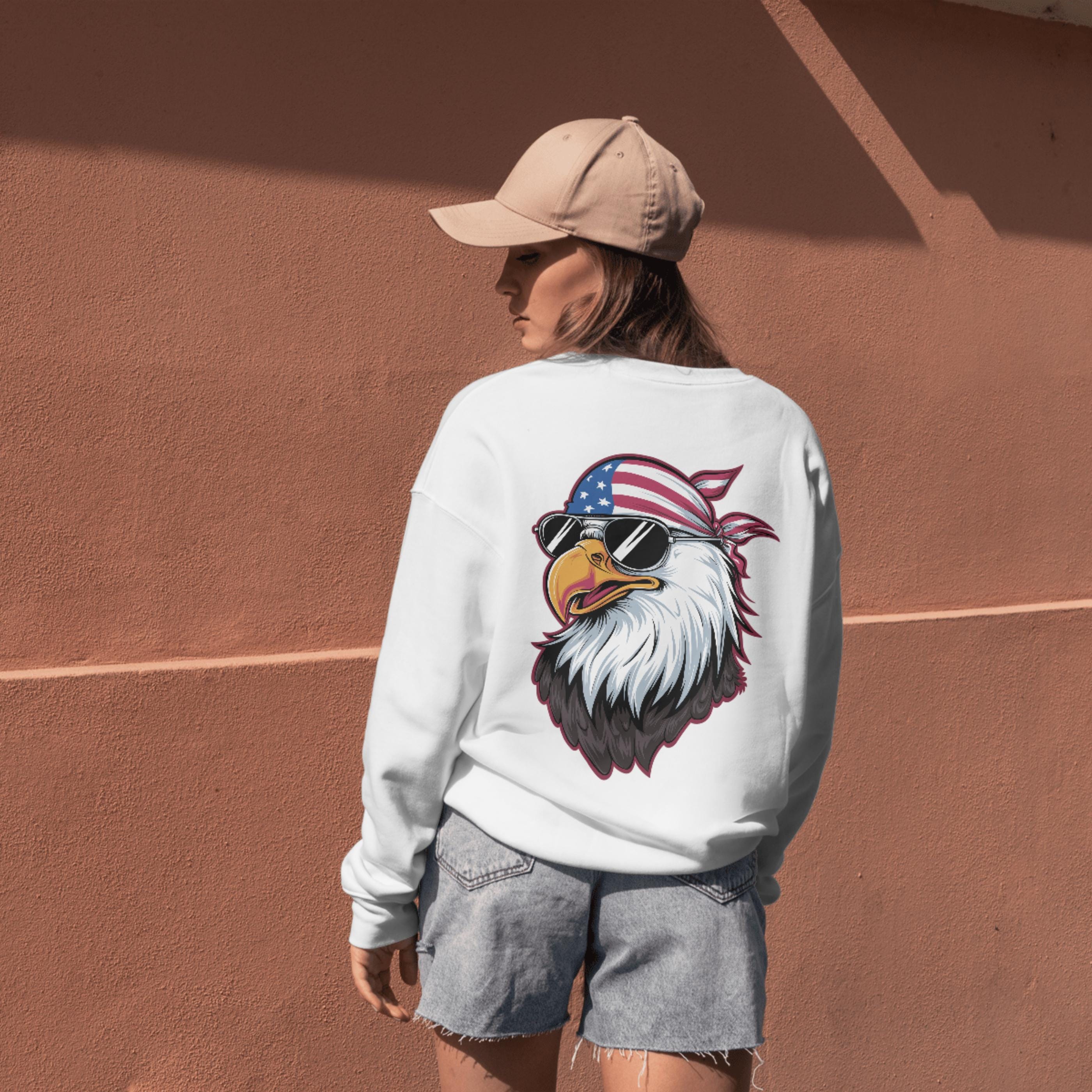 Patriotic Eagle SVG, Cool Eagle With American Flag Bandana SVG, Freedom ...