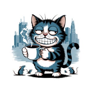 Cheeky Cat Coffee Lover SVG Mischievous Cat Illustration With Coffee ...