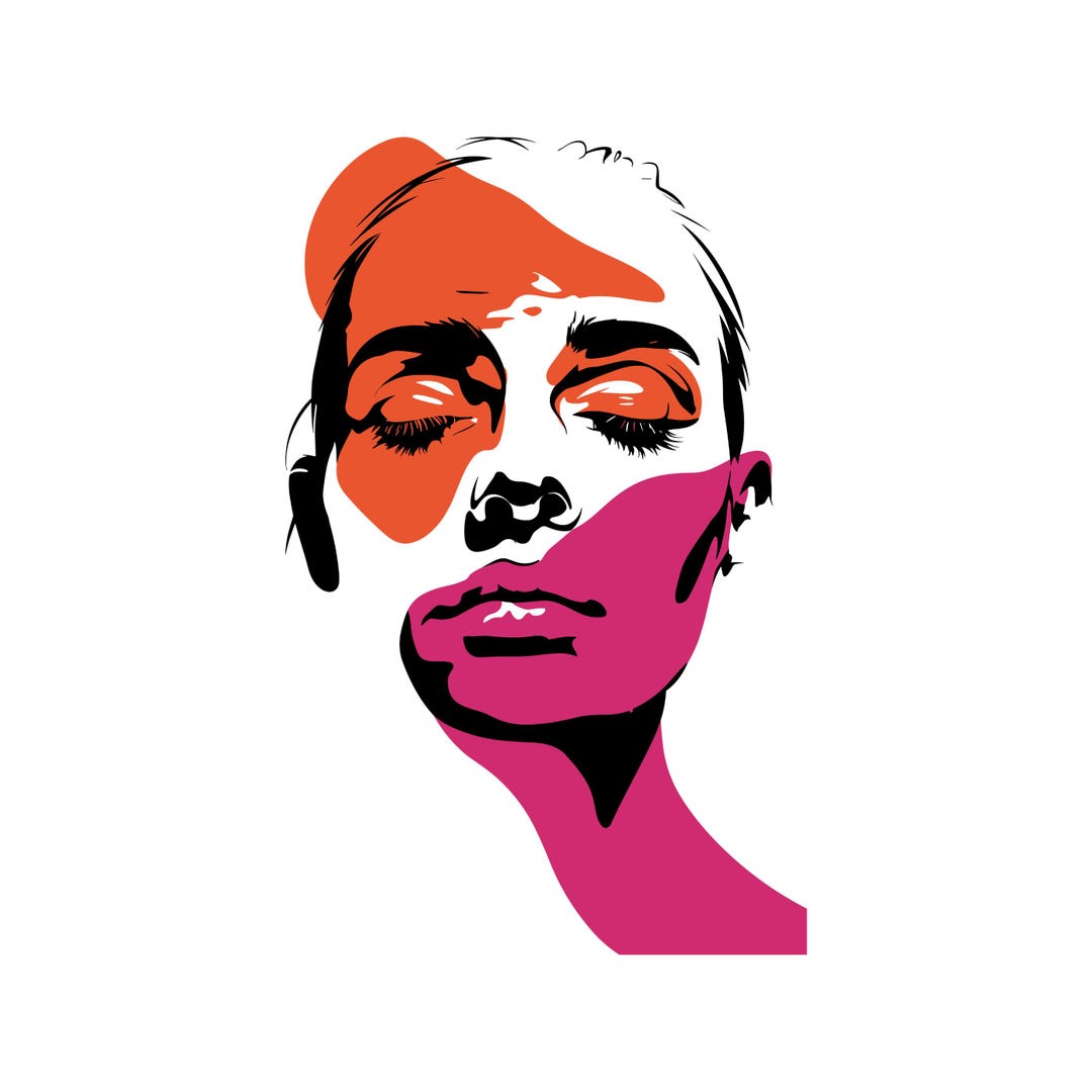 Abstract Face Art SVG Modern Line Art Woman Colorful Portrait ...
