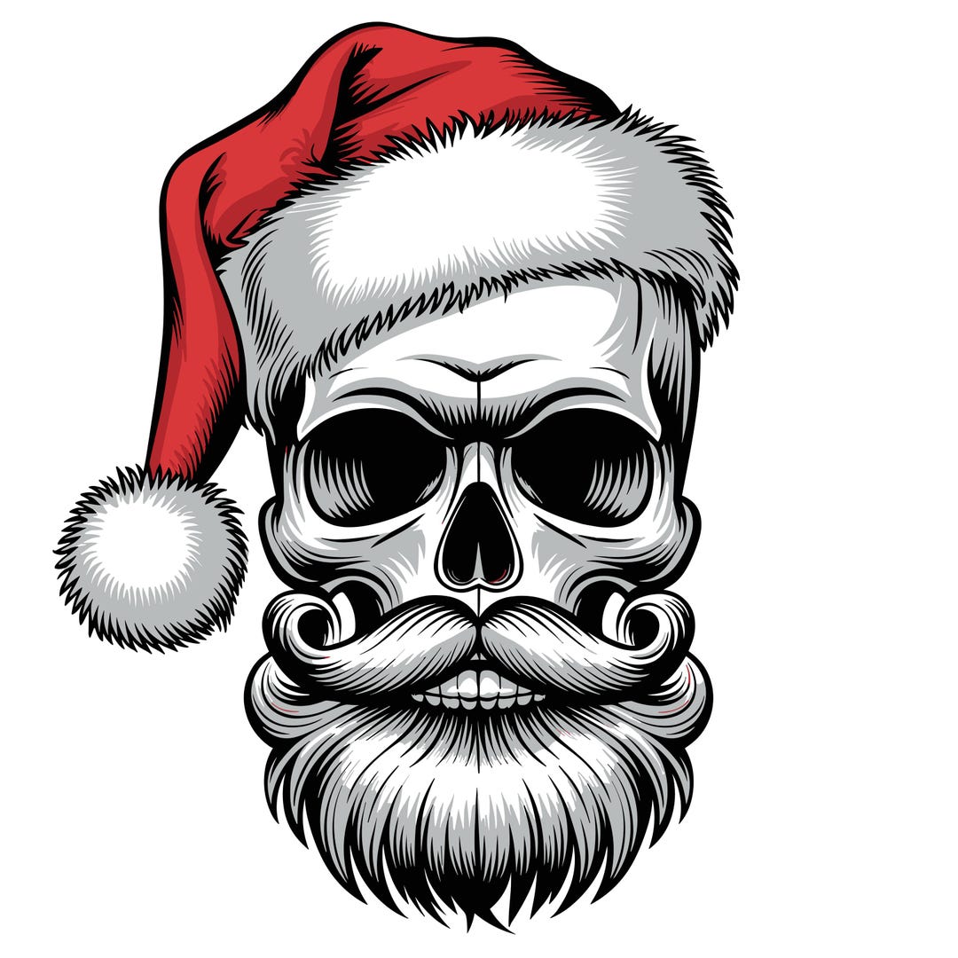 Skull Santa Hat Svg, Christmas Svg, Skull Svg, Skull With Red Hat Svg ...