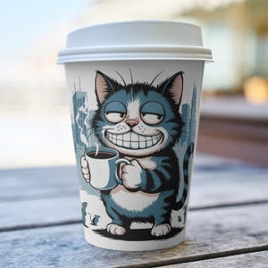 Cheeky Cat Coffee Lover SVG Mischievous Cat Illustration With Coffee ...