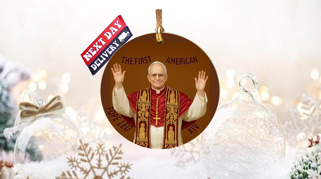 Pope Leo XIV Ornament, First American Pope Double-sided Christmas ...