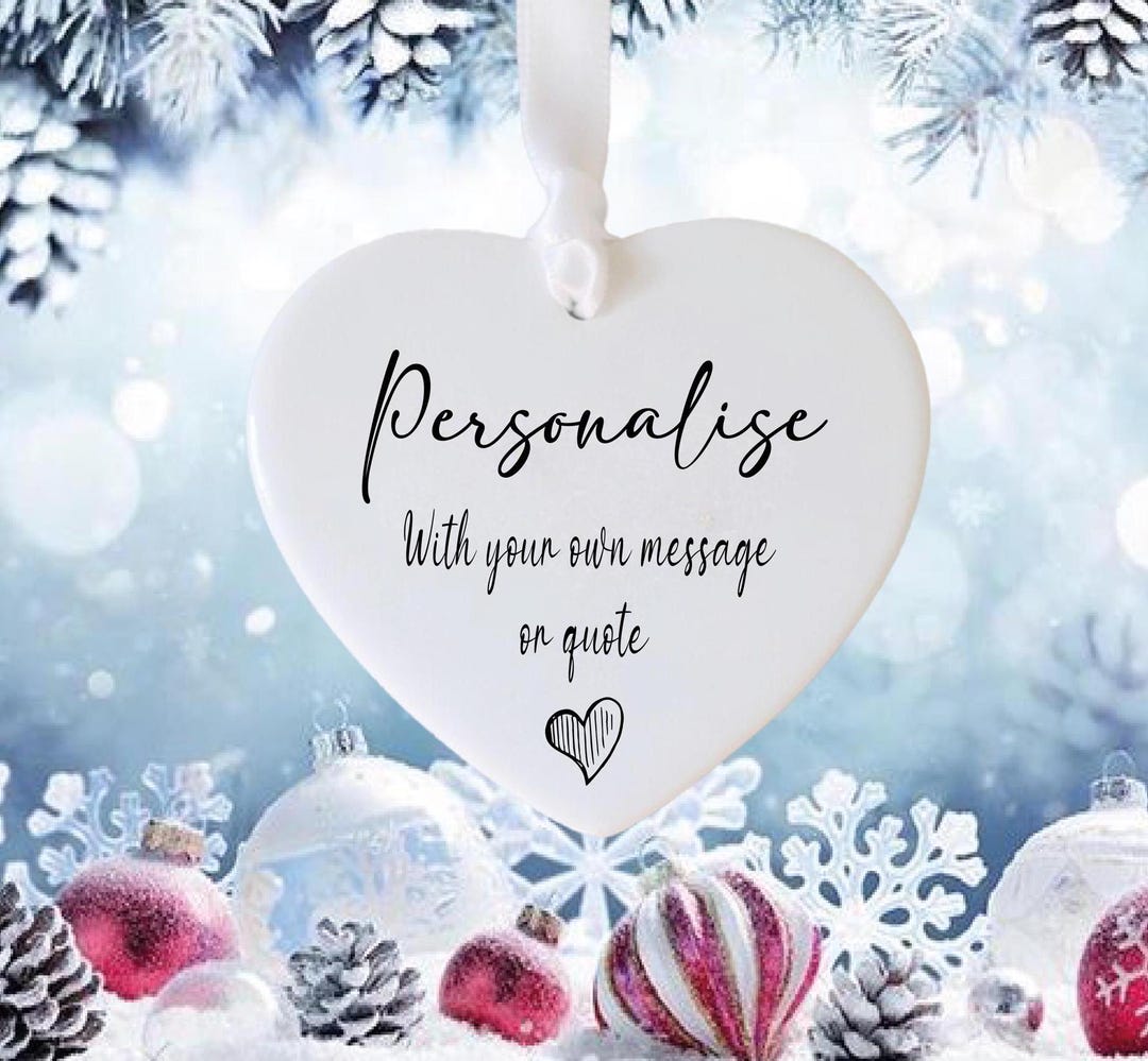 Personalized Ceramic Heart Ornament: Custom Text Gift - Etsy