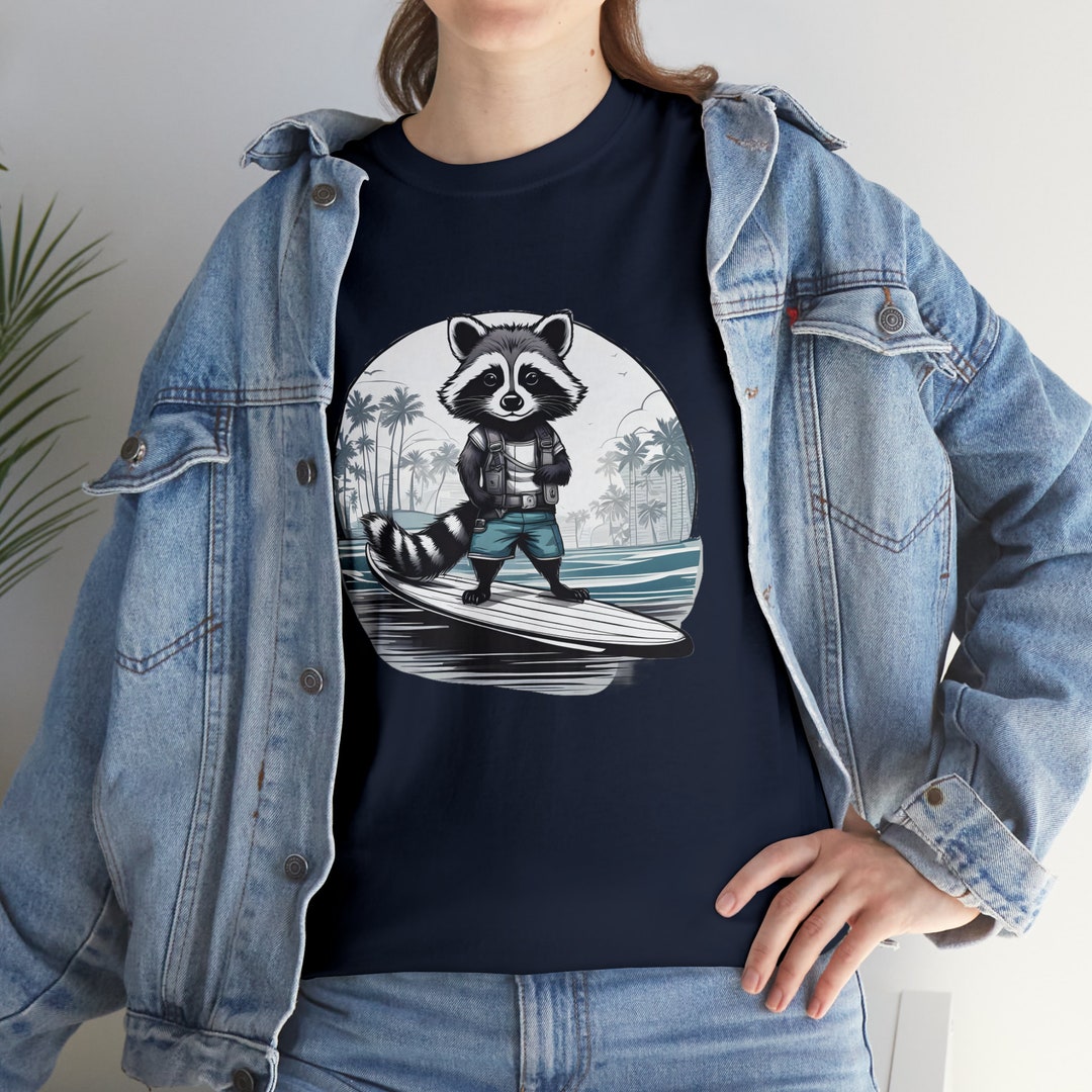 Raccoon Graphic Tee Surf Tshirt Nature Enthusiast Gift Idea - Etsy
