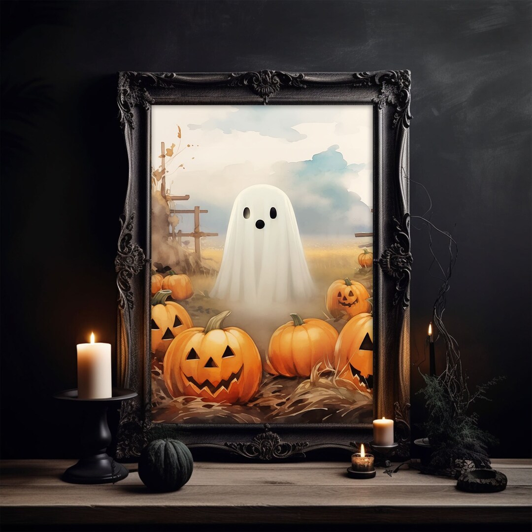 PRINTABLE Halloween Ghost Print Cute Ghosts in Haunted Forest - Etsy
