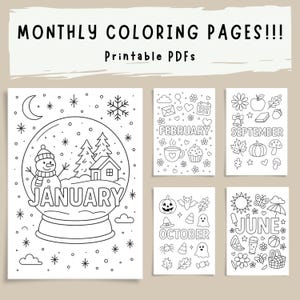 Monthly Coloring Pages Bundle – 12 Seasonal Printable Coloring Sheets ...