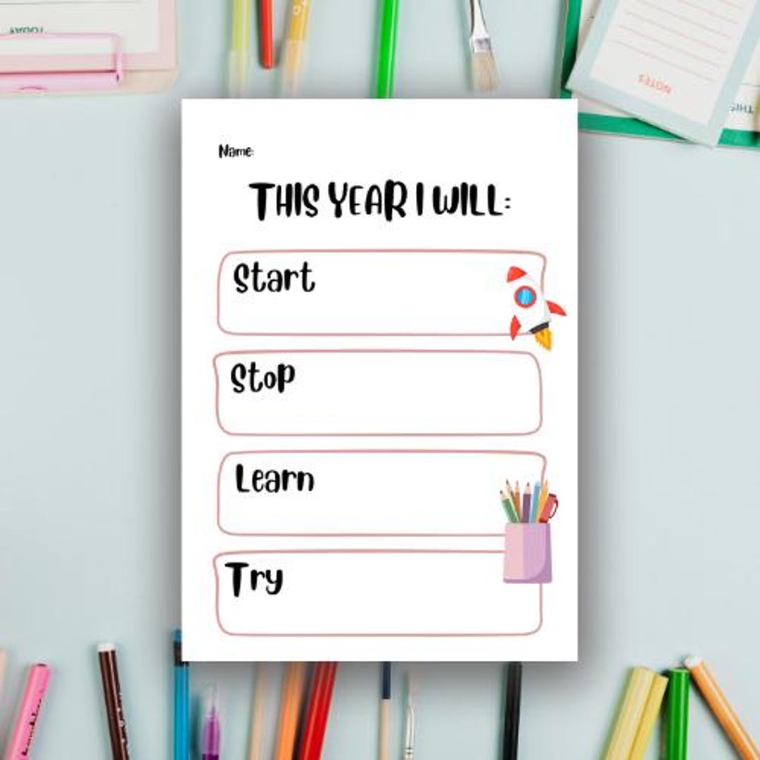 New Year Goals Worksheet for Students / Goal Setting Printable / Back ...
