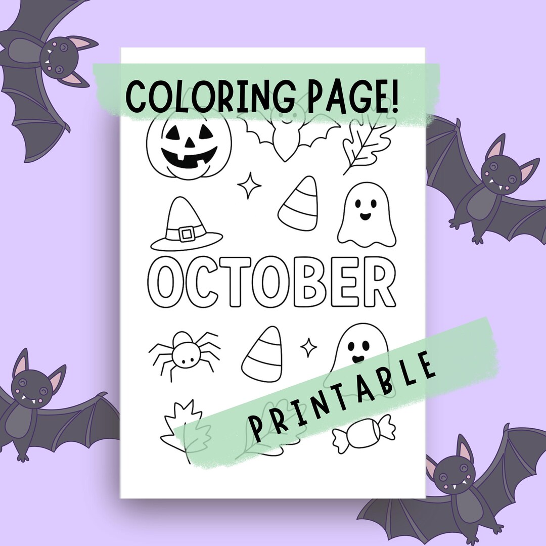 October Coloring Page: Fall Printable Activity Sheet (PDF Download - Etsy