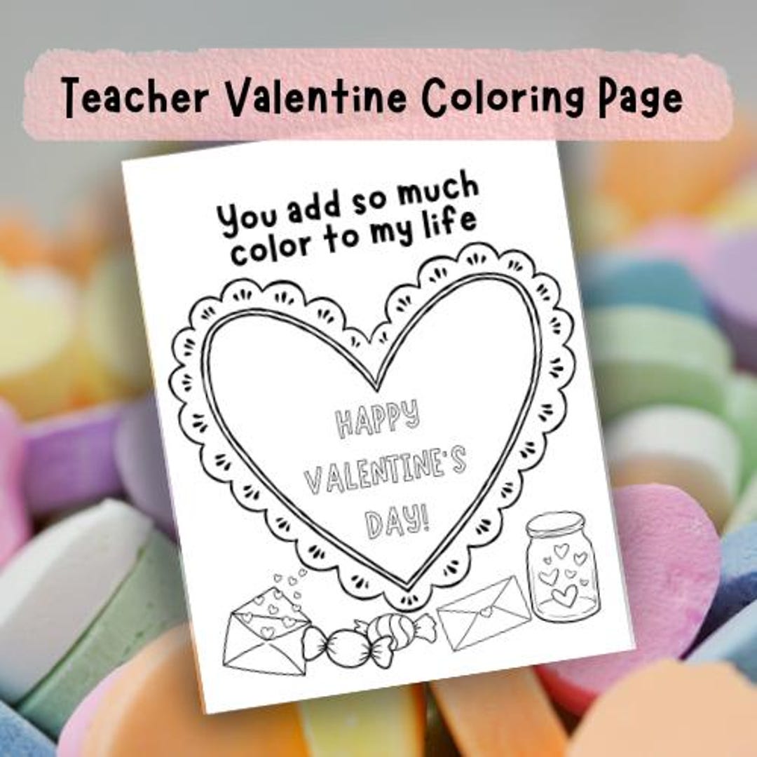 Teacher Valentine From Teacher to Students Printable Coloring Page ...