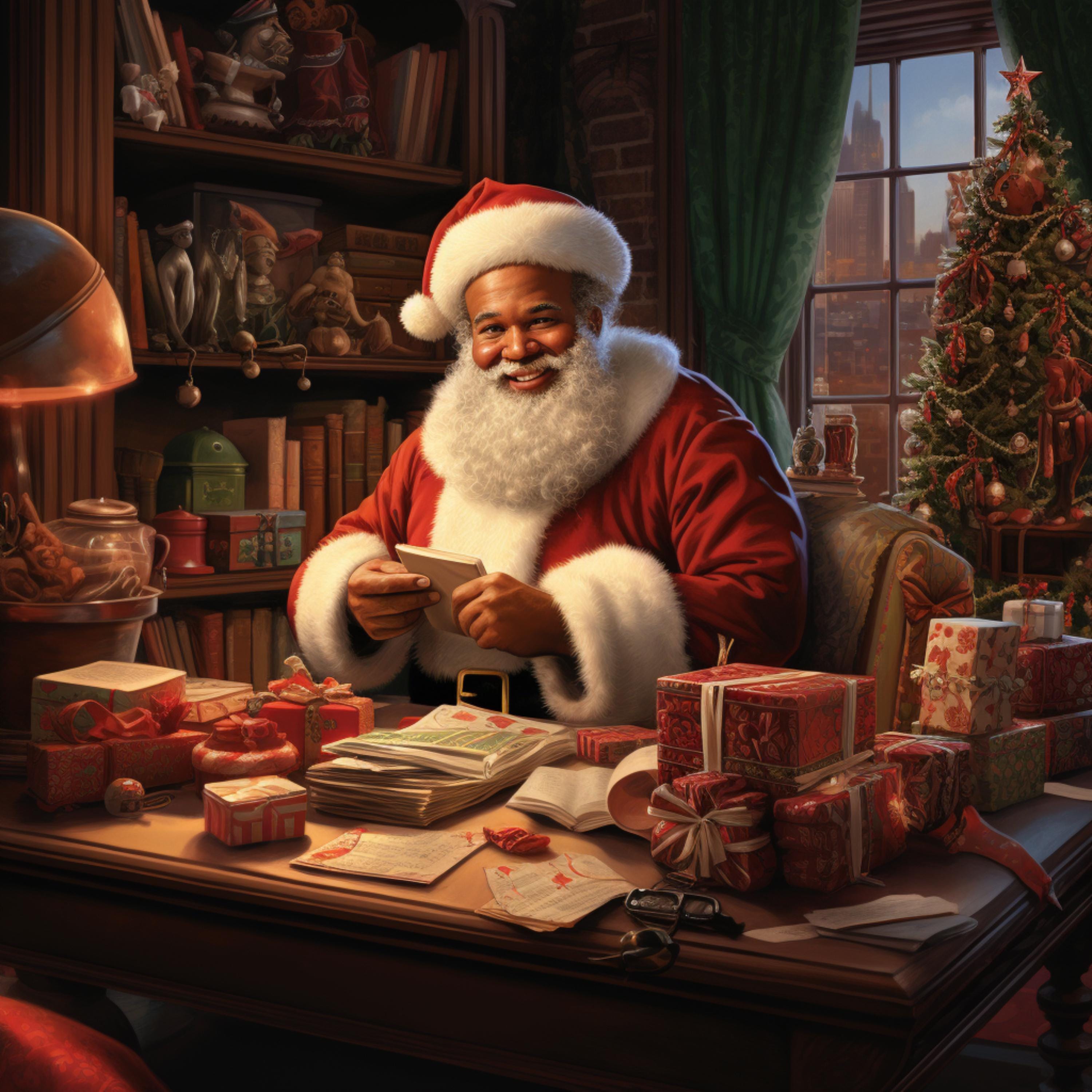 Black Santa | Hi-res PNG | Black Digital Art | African American Santa ...