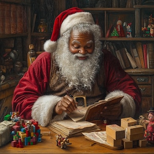 Black Santa | Hi-res PNG | Black Digital Art | African American Santa ...