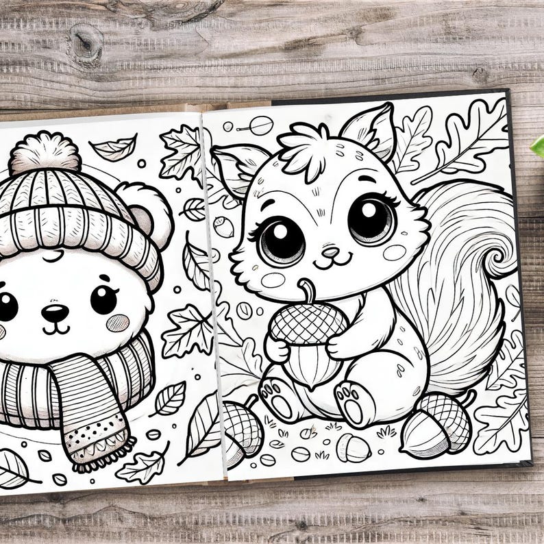 Fall-themed Coloring Pages | White and Black Edition | Cozy Autumn ...
