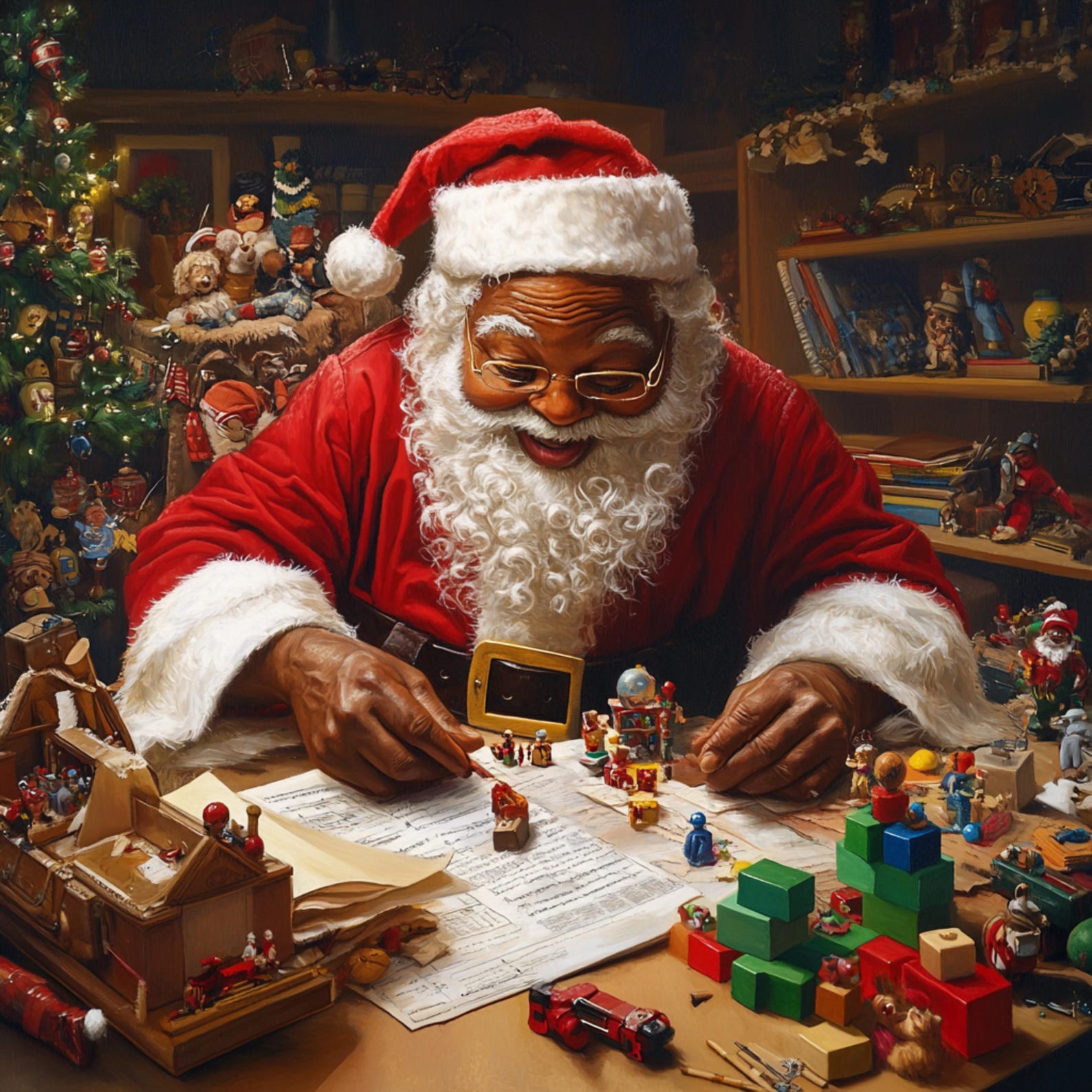 Black Santa | Hi-res PNG | Black Digital Art | African American Santa ...