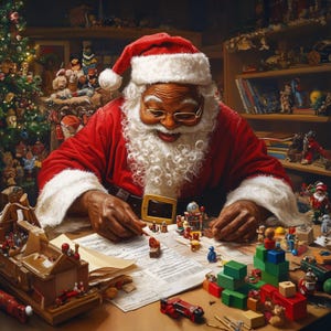 Black Santa | Hi-res PNG | Black Digital Art | African American Santa ...