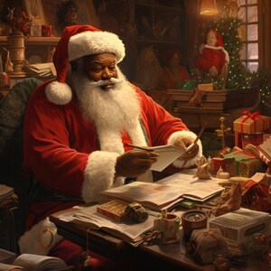 Black Santa Hi-res PNG Black Digital Art African American Santa Claus ...