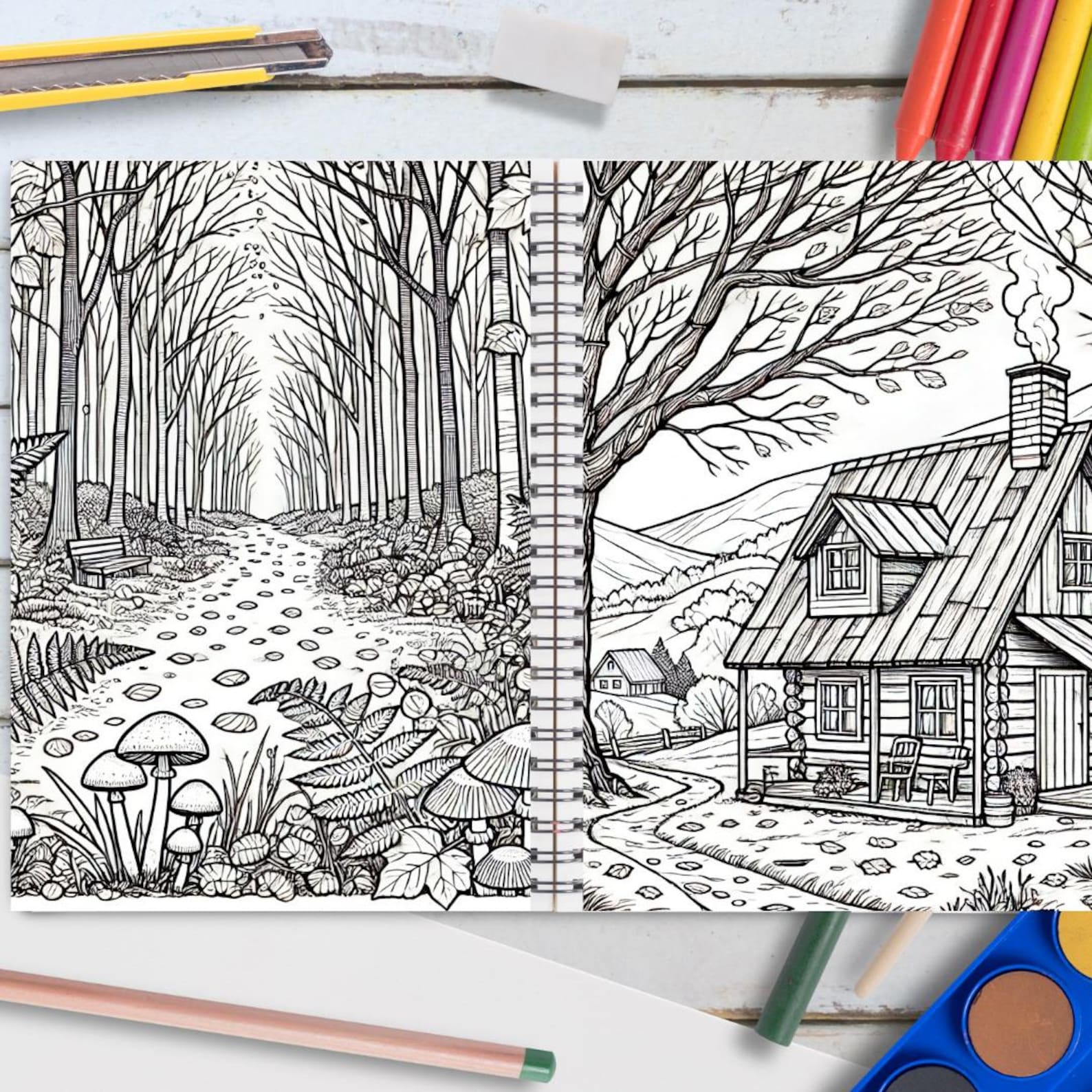 Fall-themed Coloring Pages | White and Black Edition | Cozy Autumn ...