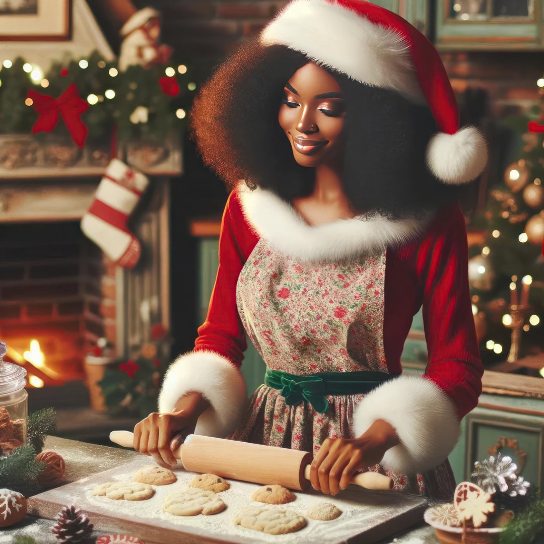 African American Mrs. Santa Claus Digital Image Festive High-resolution ...