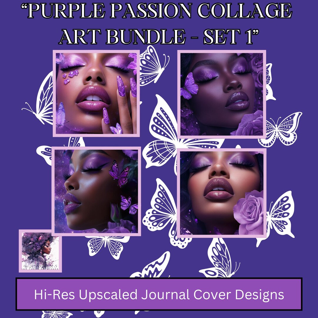 Purple Passion Collage Art Bundle | Digital Art | Black Digital Art ...