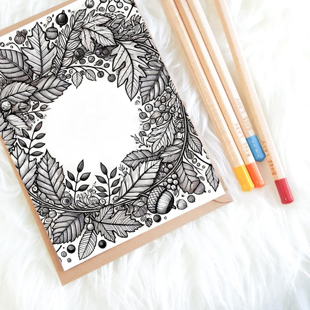 Fall-themed Coloring Pages | White and Black Edition | Cozy Autumn ...