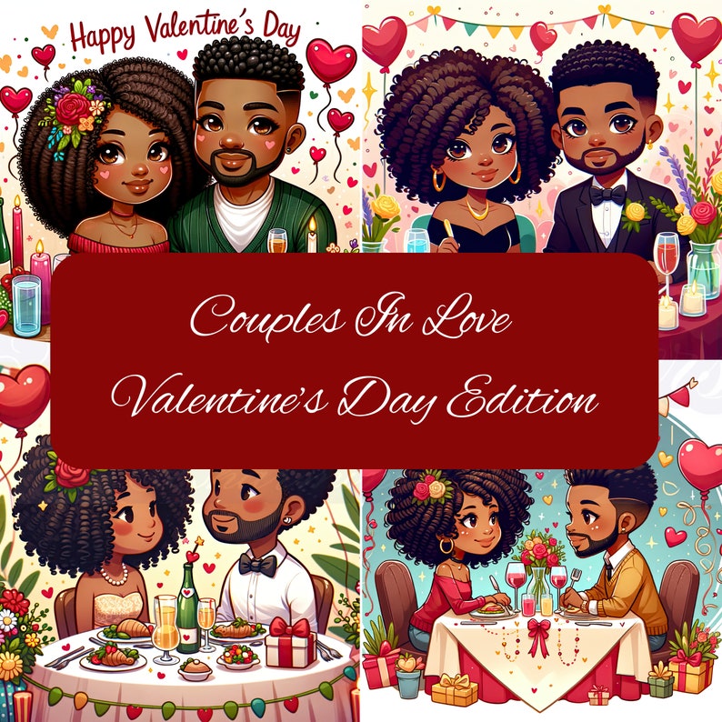 Black Digital Upscaled Art | Couples in Love: Cherished Moments | Black ...
