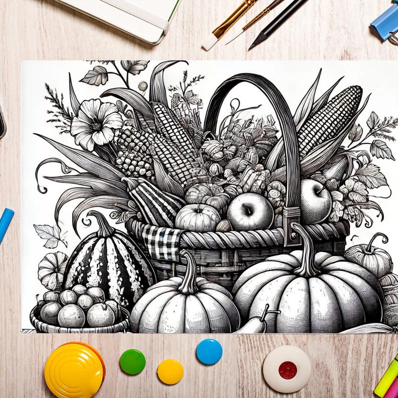 Fall-themed Coloring Pages | White and Black Edition | Cozy Autumn ...