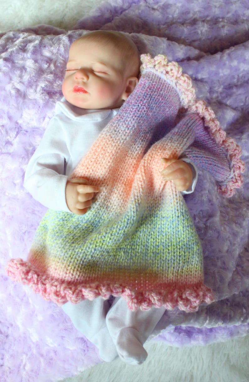 Hand Knit Baby Blanket * Small Baby Blanket * Buddy Blanket * Lilac ...
