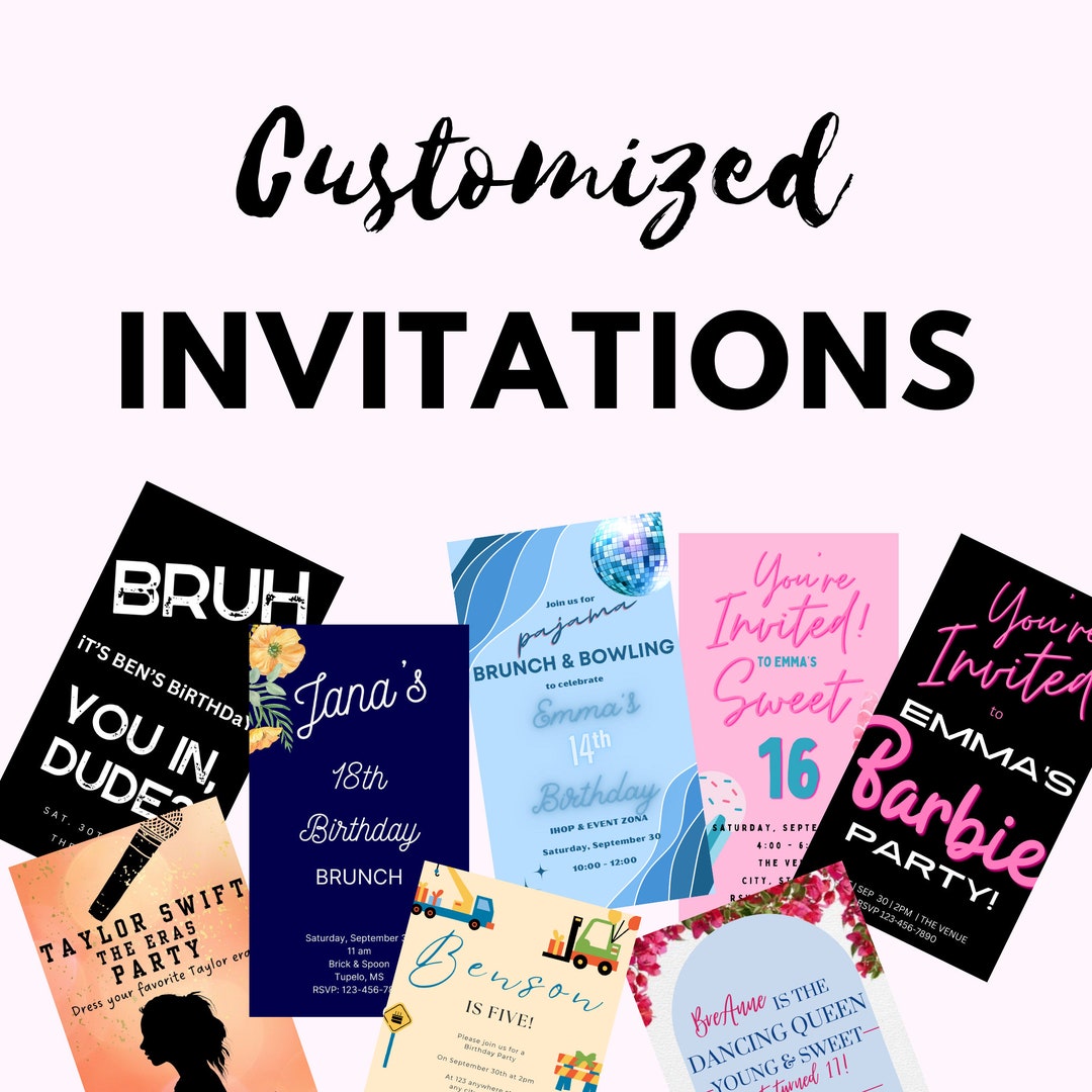 Customized Party Invitations Personalized Party Invitation - Etsy