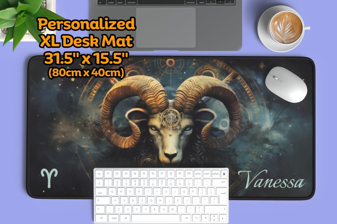Personalized Aries Zodiac Birth Sign Steampunk Desk Mat 31.5x15.5 for ...