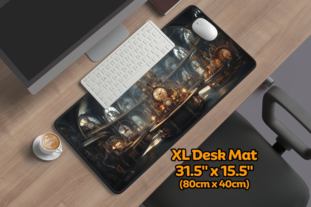 10 Steampunk Futuristic Factories Desk Mat, Fantasy Steam Power ...