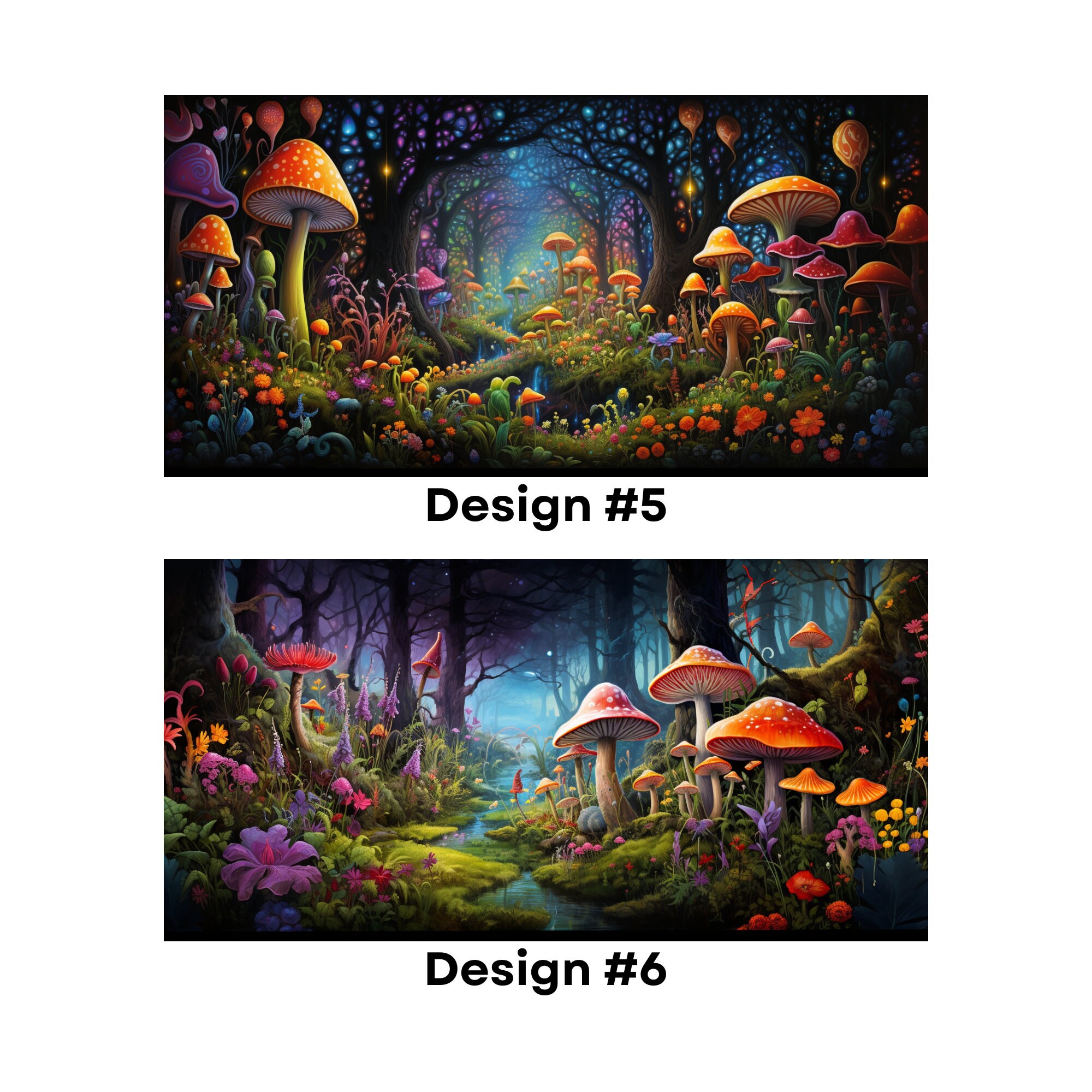 10 Magic Mushroom Forest Fairy Tale Scenes Desk Mat 31.5x15.5, Extended ...