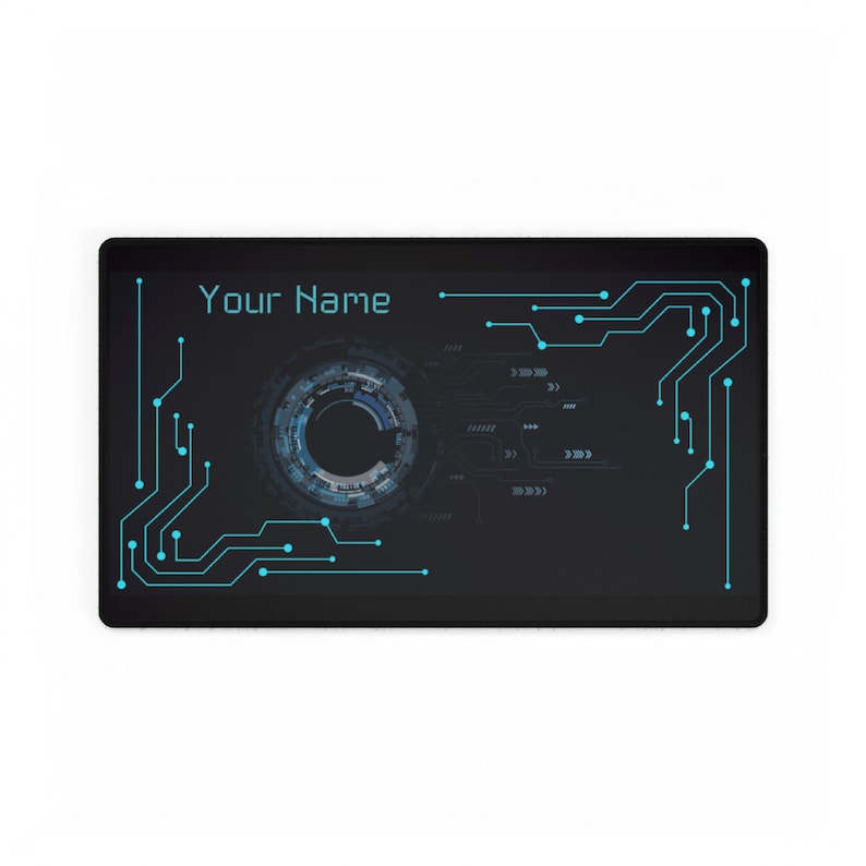 Personalized Modern Blueprint Desk Mat, Futuristic Compute Interface ...
