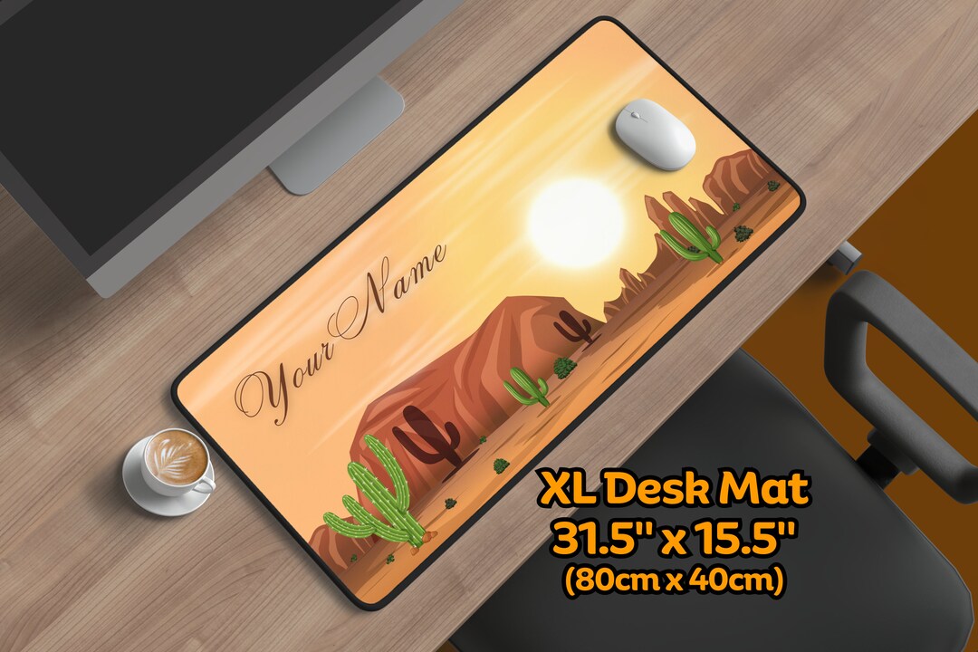 Personalized Desert Wilderness Desk Mat, Tranquil Sunset Landscape ...