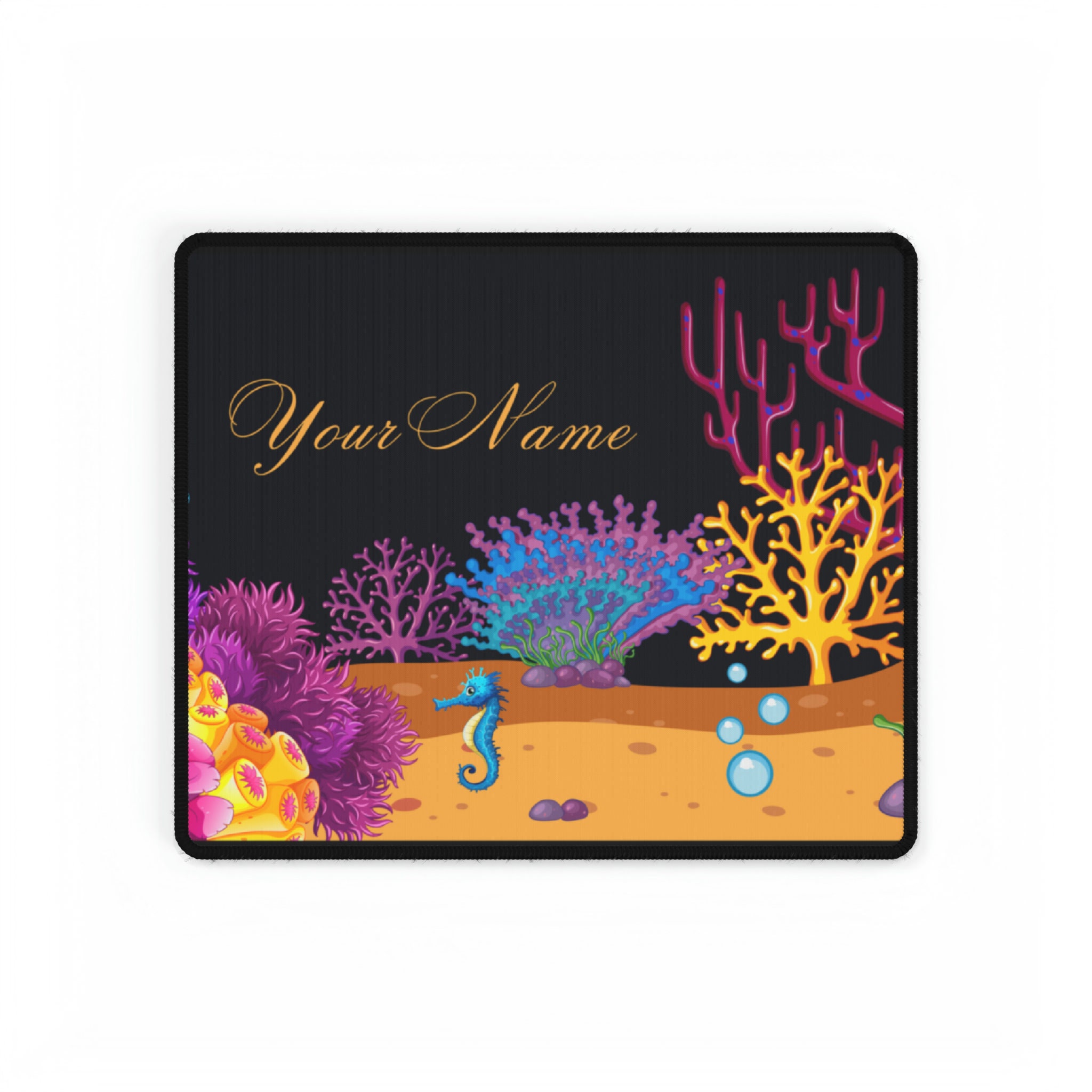 Personalized Vibrant Undersea Desk Mat, Aquatic Ocean Reef Depths Mouse ...