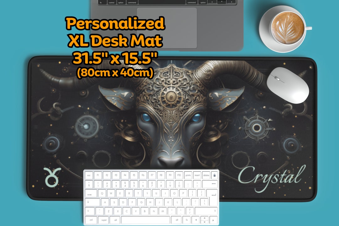 Personalized Taurus Zodiac Steampunk Desk Mat, Cosmic Gaming Birth Sign ...