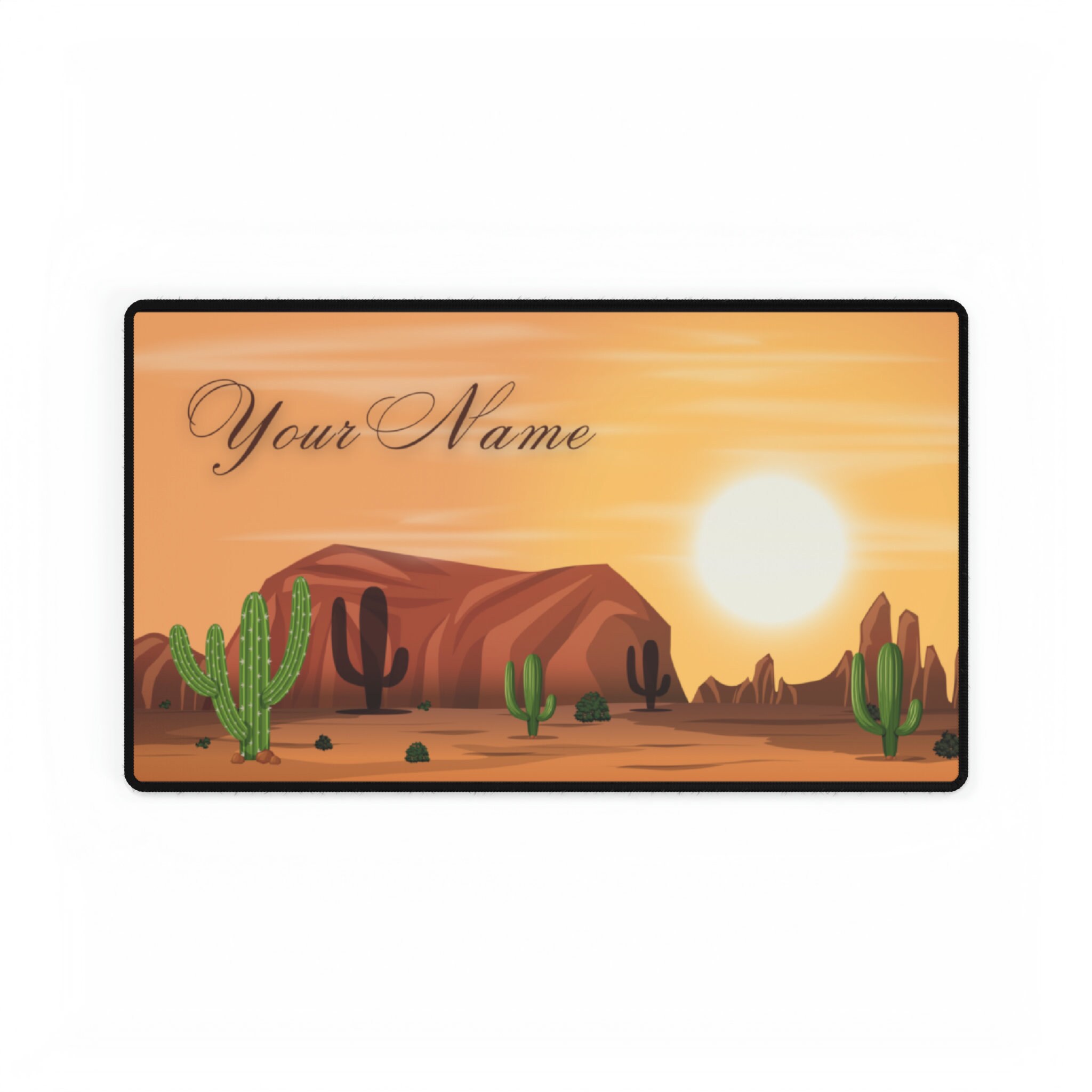 Personalized Desert Wilderness Desk Mat, Tranquil Sunset Landscape ...