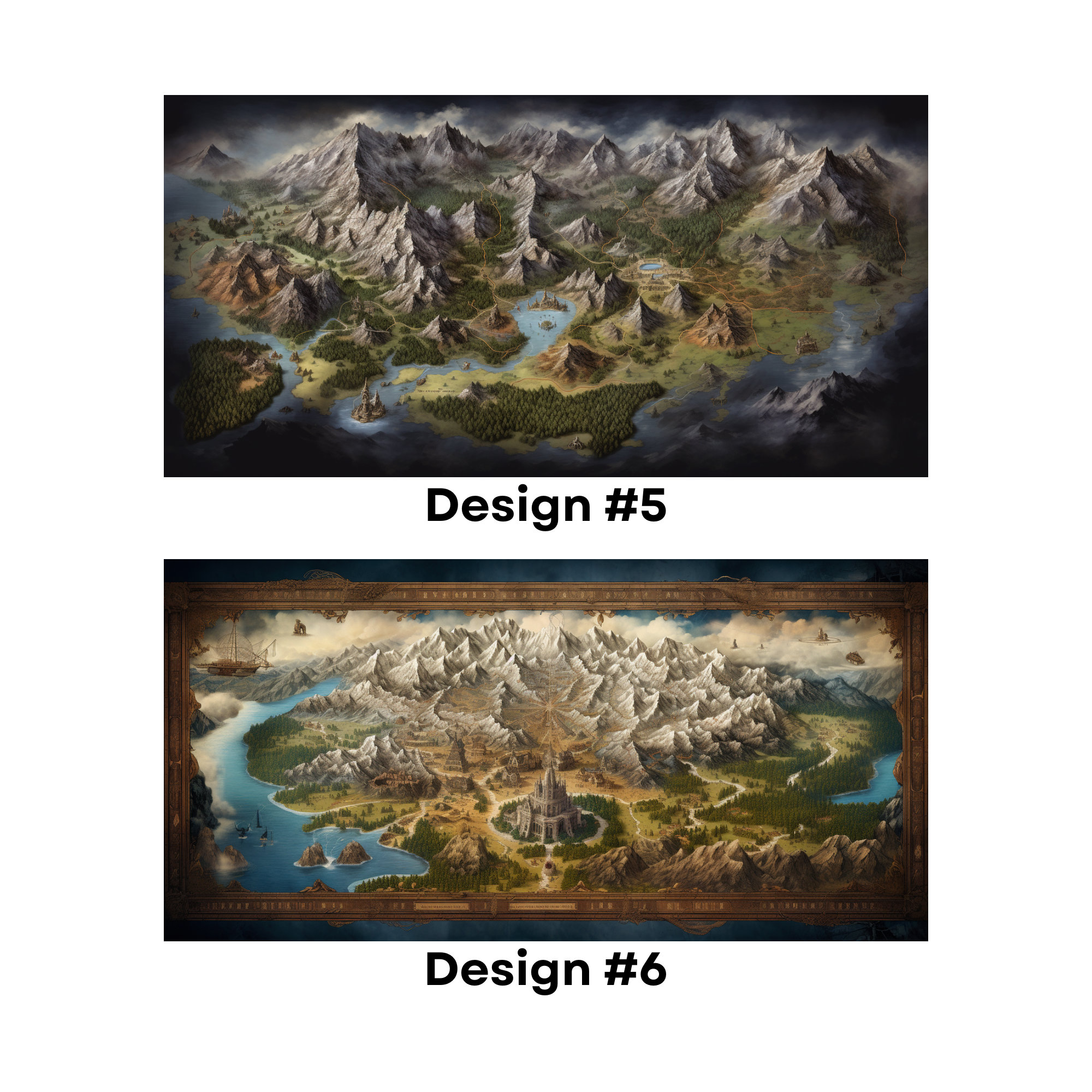 10 Fantasy Land Treasure Maps Desk Mat 31.5"x15.5" for Your Workspace ...