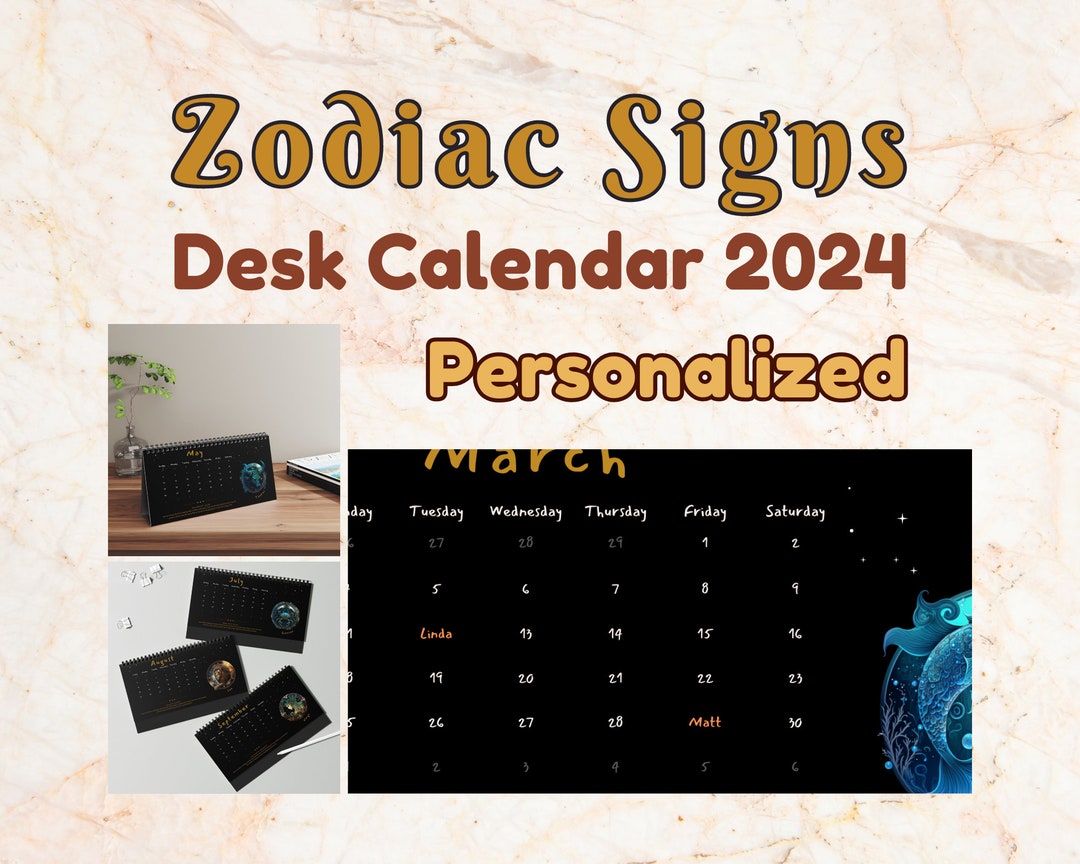 Personalized Zodiac Signs Desk Calendar 2024, Astrology Organizer Gift ...