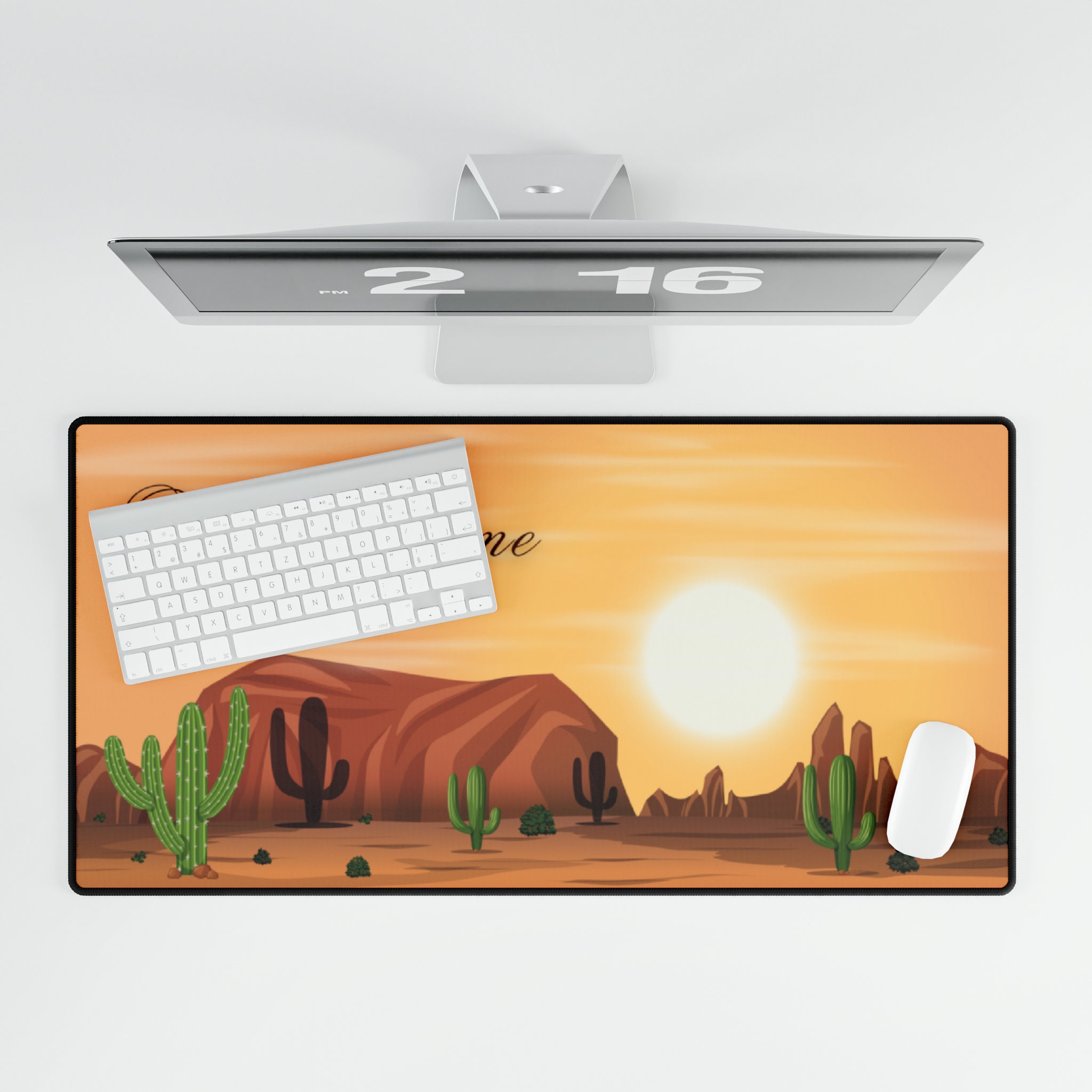 Personalized Desert Wilderness Desk Mat, Tranquil Sunset Landscape ...